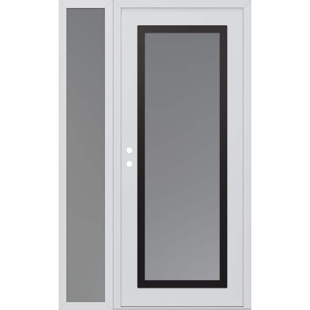 Tessari Doors C1 52 in. x 80 in. Black P Right-Hand/Inswing Frosted ...