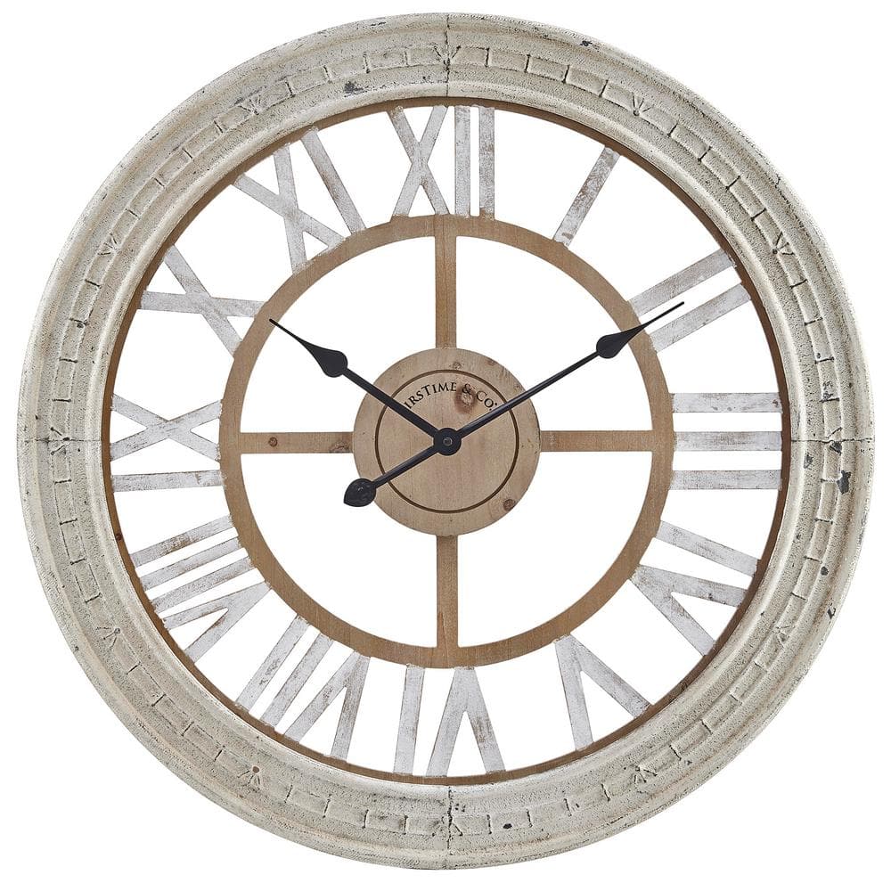 FirsTime & Co. 28.5 in. White Brinkley Roman Wall Clock 31268 - The ...