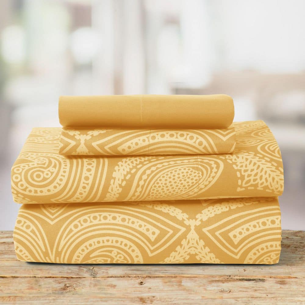 LDC LUX DECOR COLLECTION Lux Decor 4-Piece Microfiber Sheet Set Paisley ...