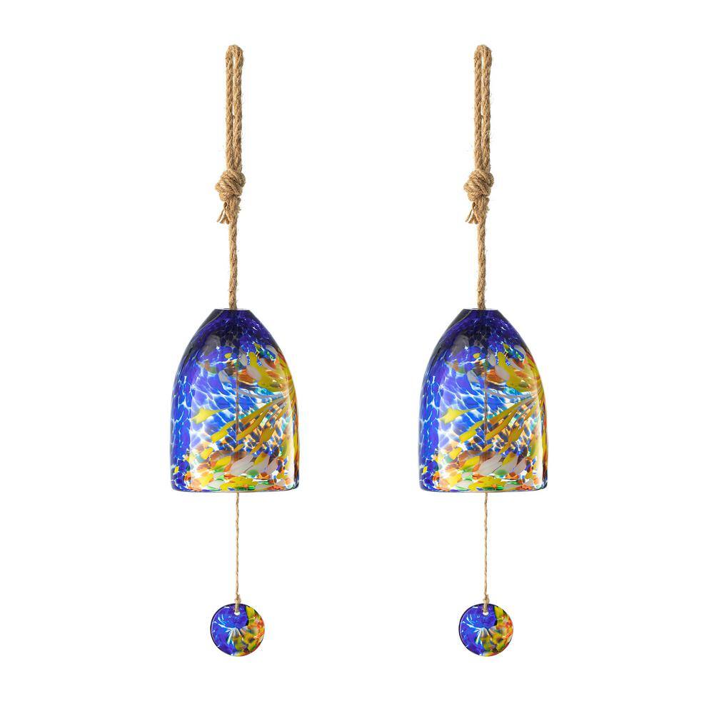 Glitzhome 26 in. H Glass Twist Glaze Windchime (Set of 2) 2023200009 ...