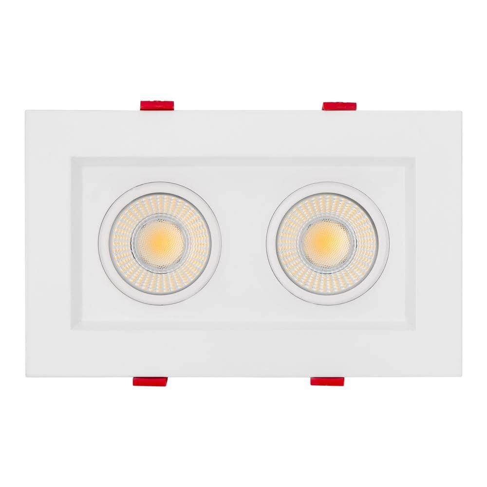 Maxxima 4 in. 2-Head LED Slim Square Recessed Anti-Glare Gimbal ...
