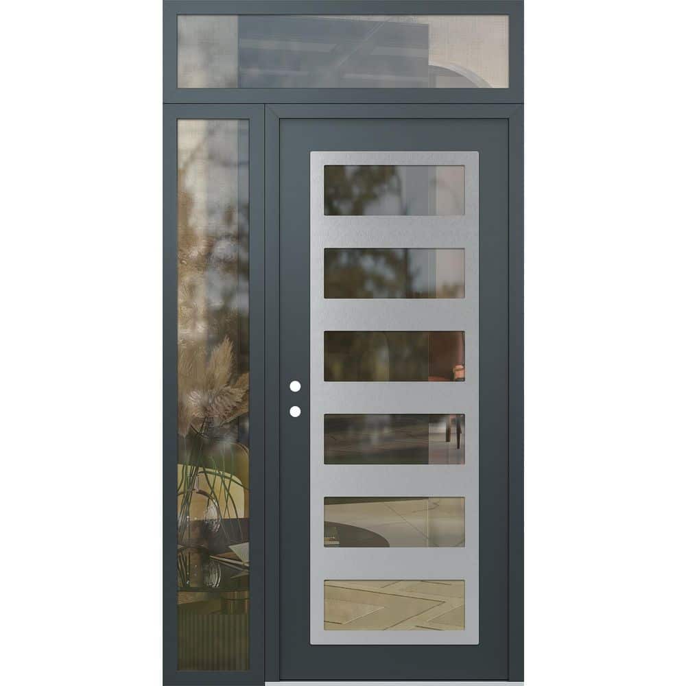 Tessari Doors C9 52 in. x 96 in. Silver P Right-Hand/Inswing Clear ...