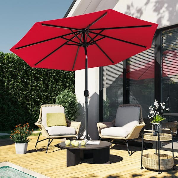 SANLUCE 9 ft. Round Patio Umbrella with Large Canopy Outdoor Table ...