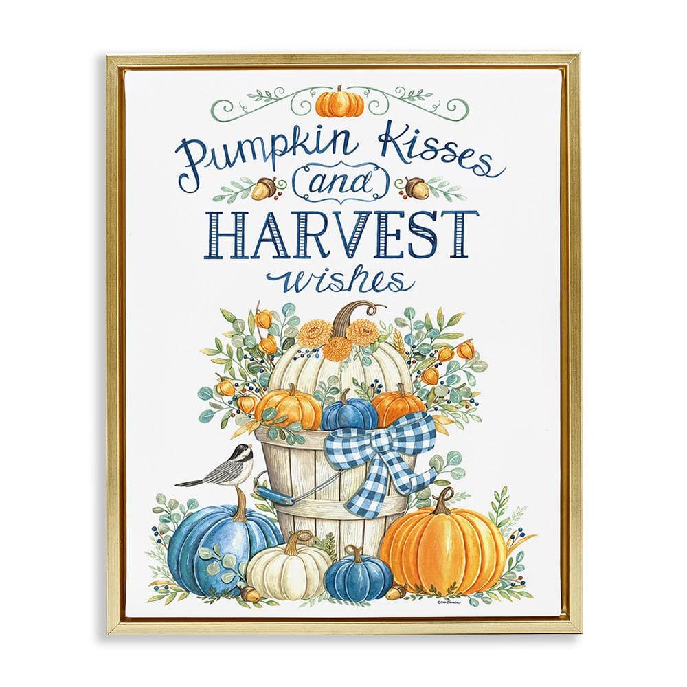 Stupell Industries Harvest Wishes Pumpkins by Deb Strain 1-Piece ...
