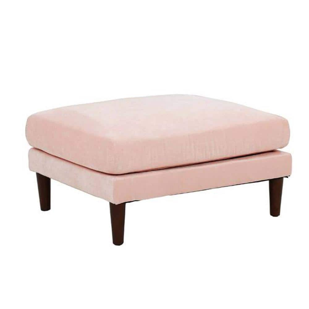 Benjara Pink Fabric Square Accent Ottoman BM284324 - The Home Depot