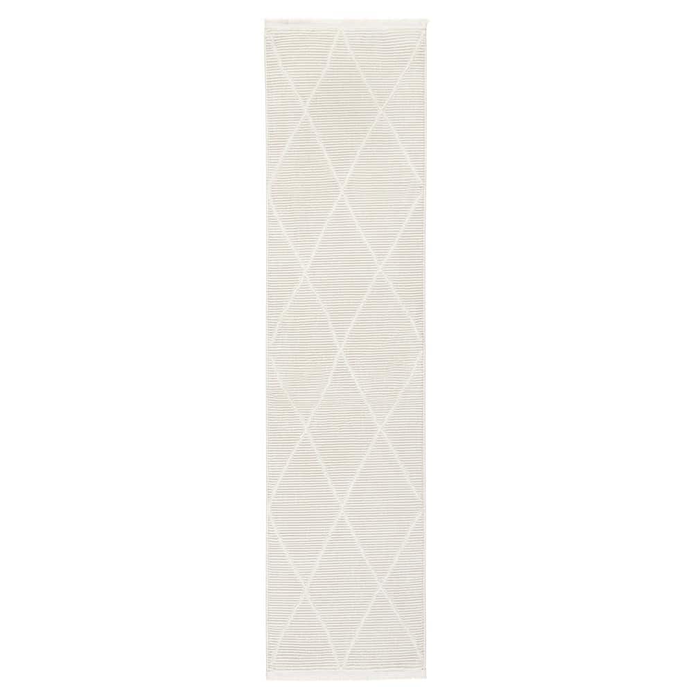 TOWN & COUNTRY LIVING Luxe Tretta Contemporary Diamonds Ivory 2 Ft. x 7 ...
