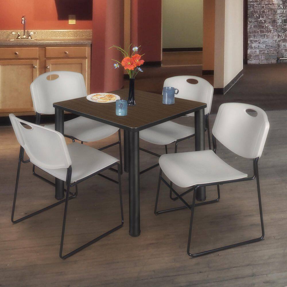 Regency Kee 30 in Neo Walnut Square Breakroom Table Desk and 4 Zeng ...