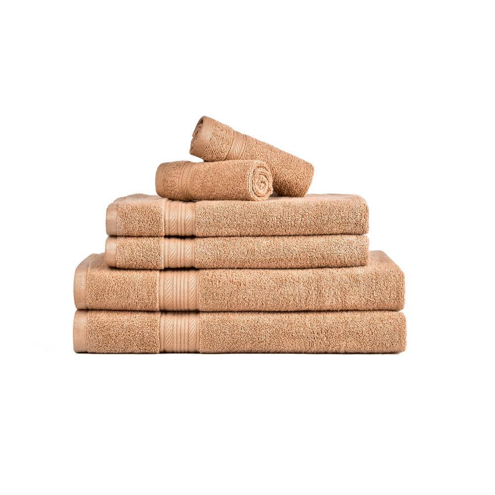 SPITIKO HOMES 6-Piece Sand Zero Twist 100% Cotton Towel Set 2-Bath 2 ...