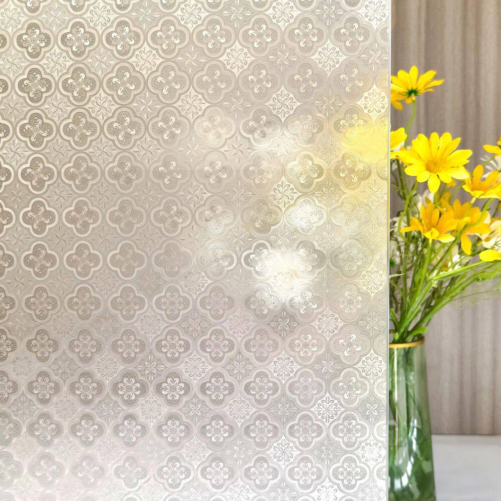 HIDBEA 23.6 in. W x 78 in. L Ornate Floral Static Cling Decorative ...