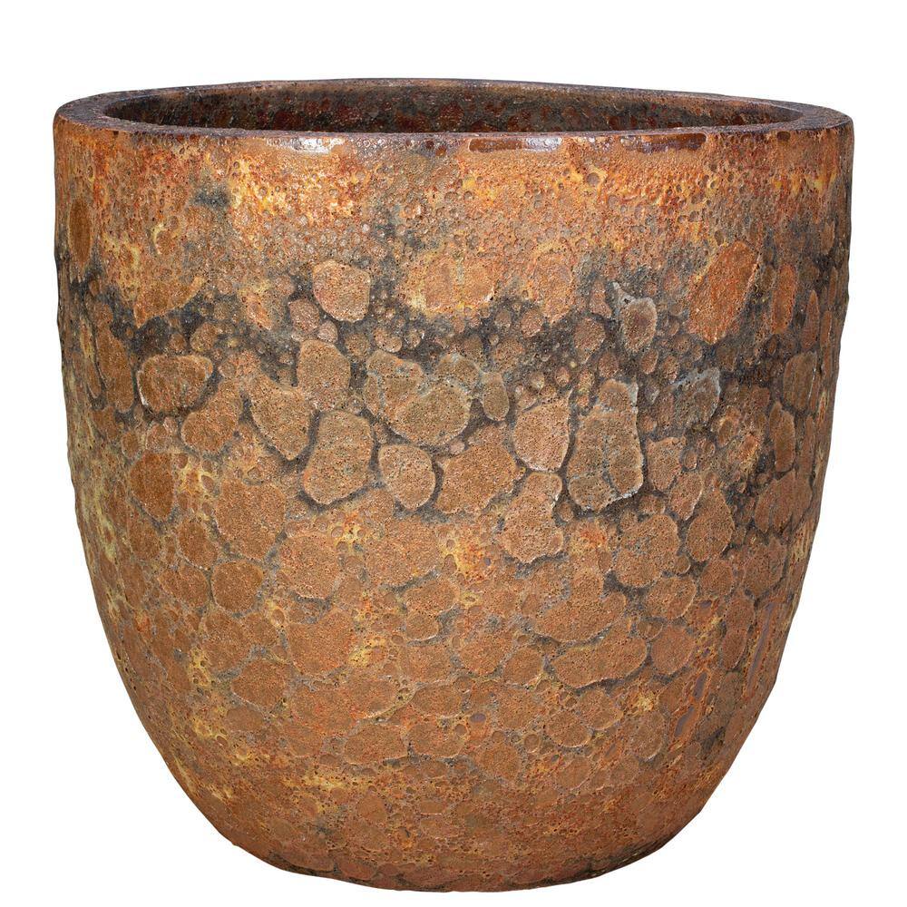 18 in x 18 in. Ceramic Egg Volcanic Rust Decorative Planter DG-113D-VR ...