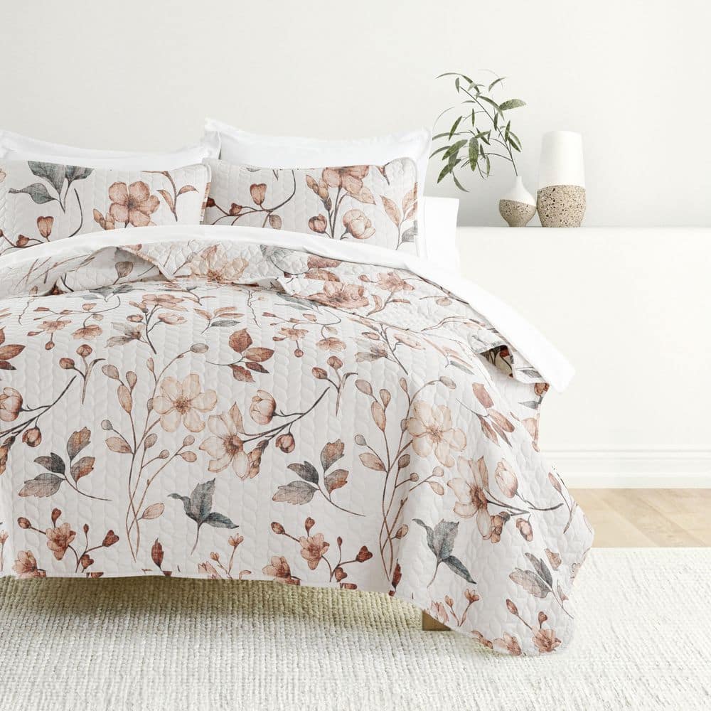 Becky Cameron All Season 3-Piece Natural Russet Floral Soft Microfiber ...