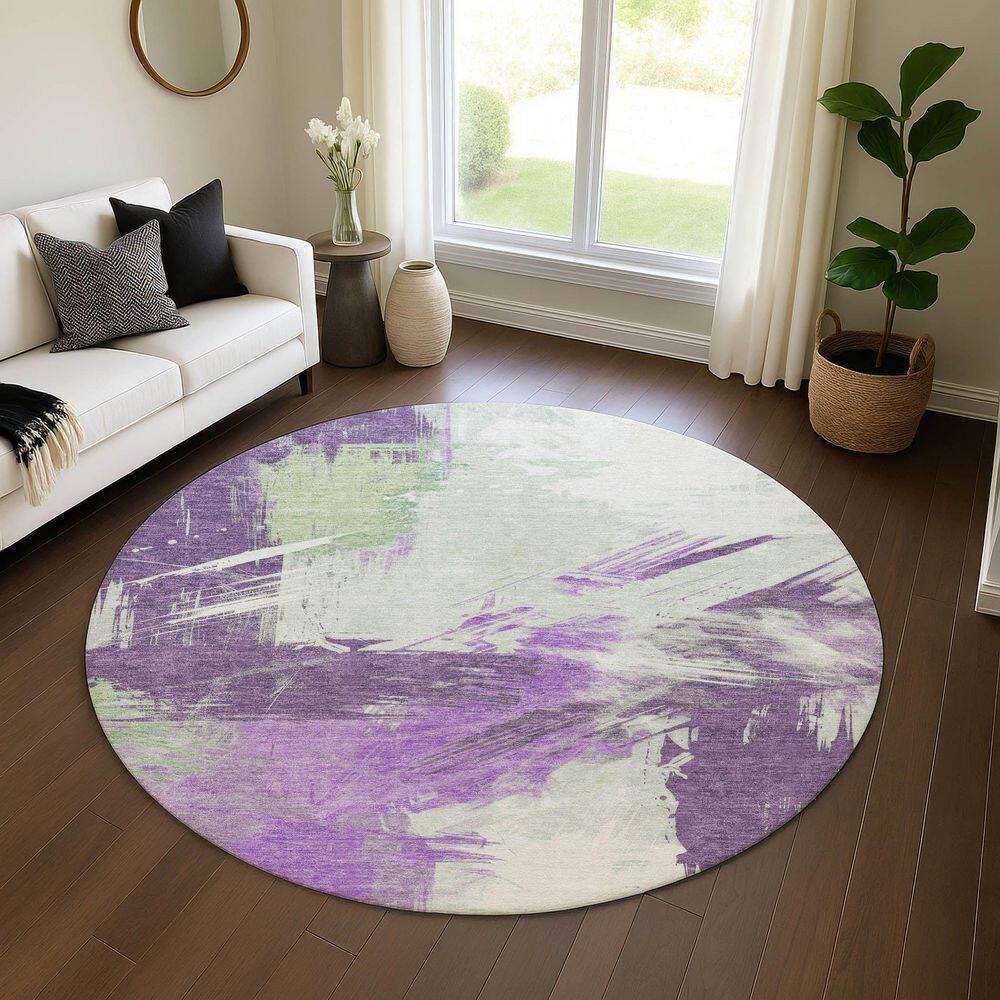 Addison Rugs Mayfield Premium Machine Washable Abstract AMF1711 Purple ...