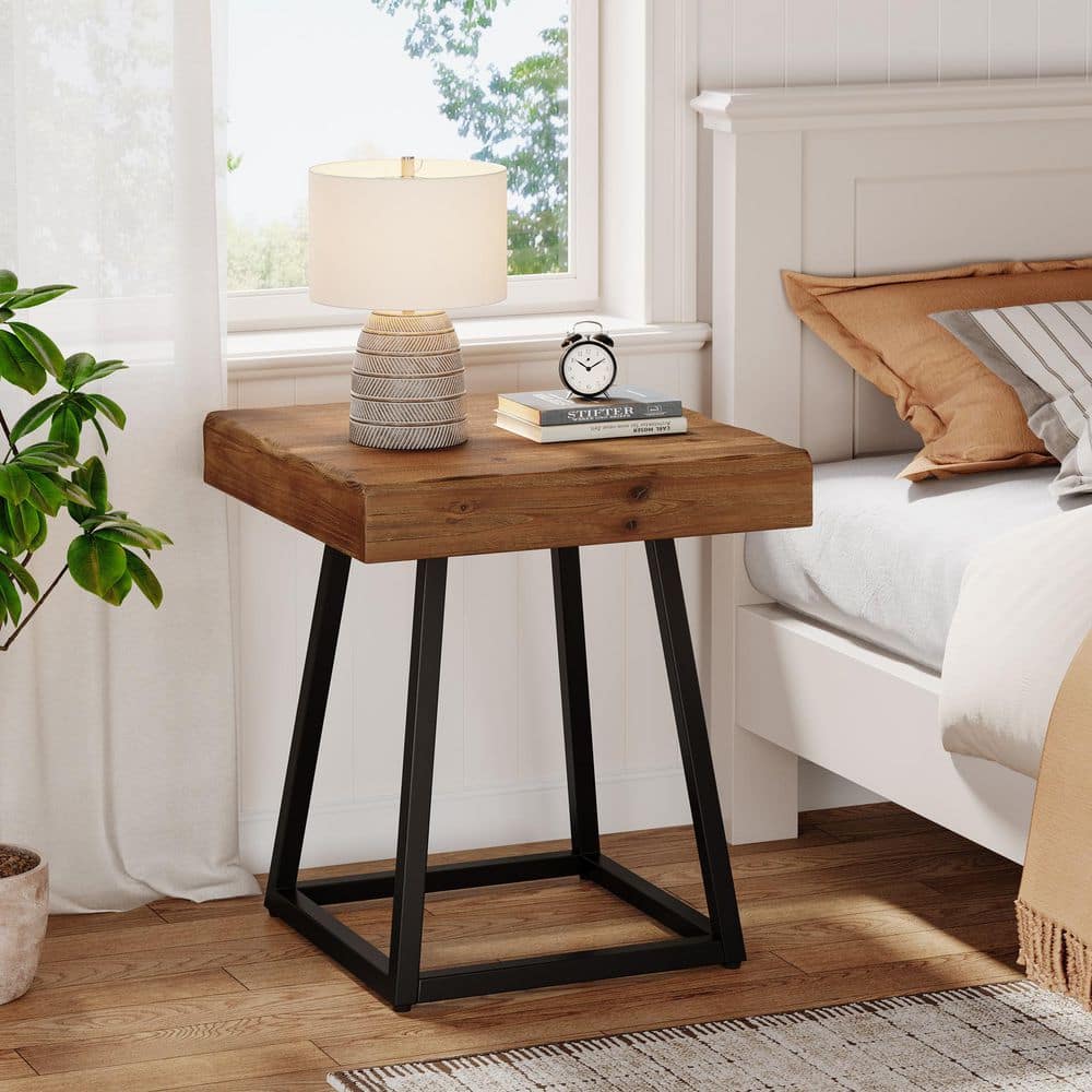 BYBLIGHT Fenley Brown Solid Wood 0 Drawer Nightstand Small Night Table ...