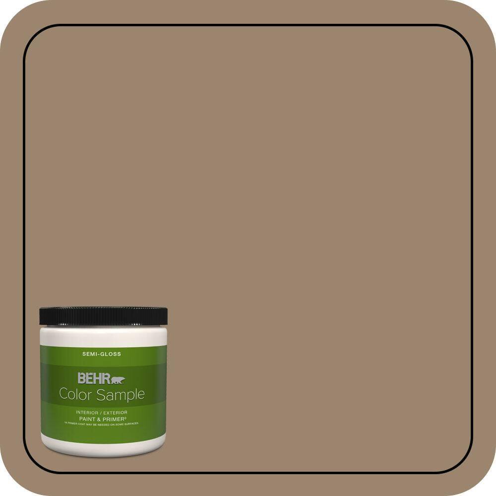 BEHR PREMIUM PLUS 8 oz. #MQ2-48 Sturdy Brown Semi-Gloss Interior ...