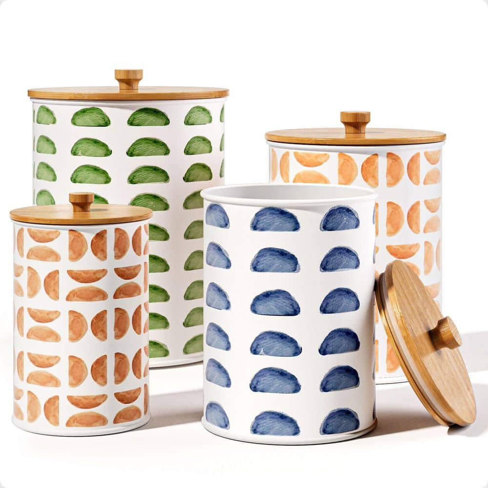 Numhew 4-Piece Iron Kitchen Canisters for Countertop with Airtight Lids ...
