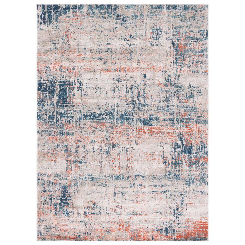 SAFAVIEH Madison Blue/Grey 8 ft. x 10 ft. Abstract Striped Area Rug ...