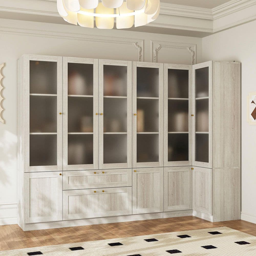 FUFU&GAGA 70.9 in. Tall 11-Shelf Gray Wood Grain Standard Bookcase ...