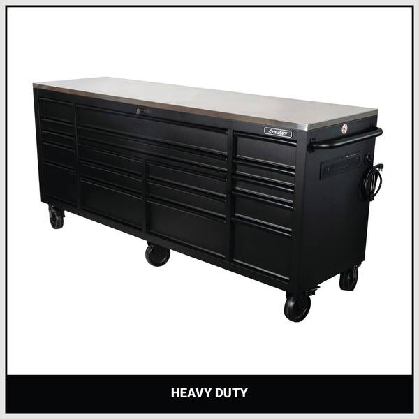 Husky 84 in. W x 24 in. D 18-Drawer Heavy-Duty Mobile Workbench with ...