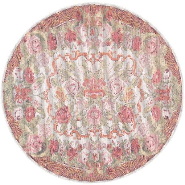 SAFAVIEH Besarabian Ivory/Sage Rust 7 ft. x 7 ft. Machine Washable ...