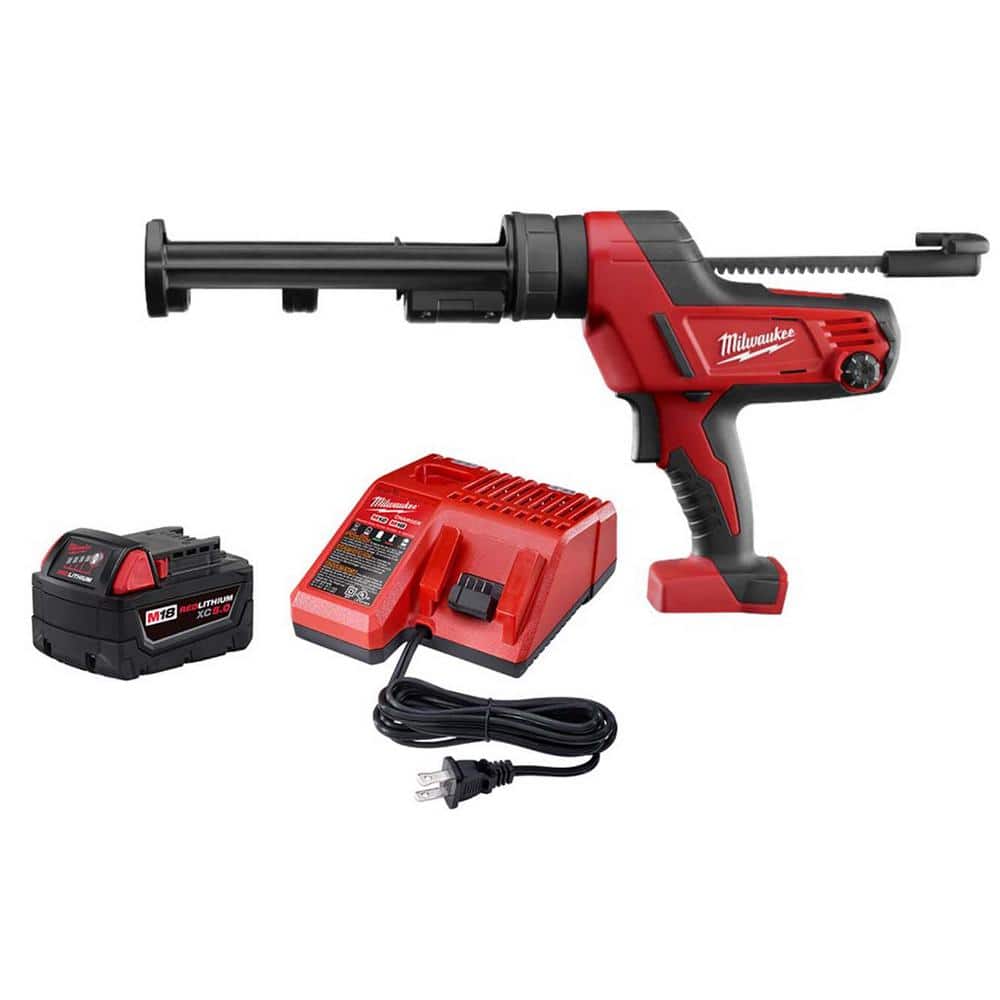Milwaukee M18 18V Lithium-Ion Cordless 10 oz. Caulk Gun with One 5.0Ah ...