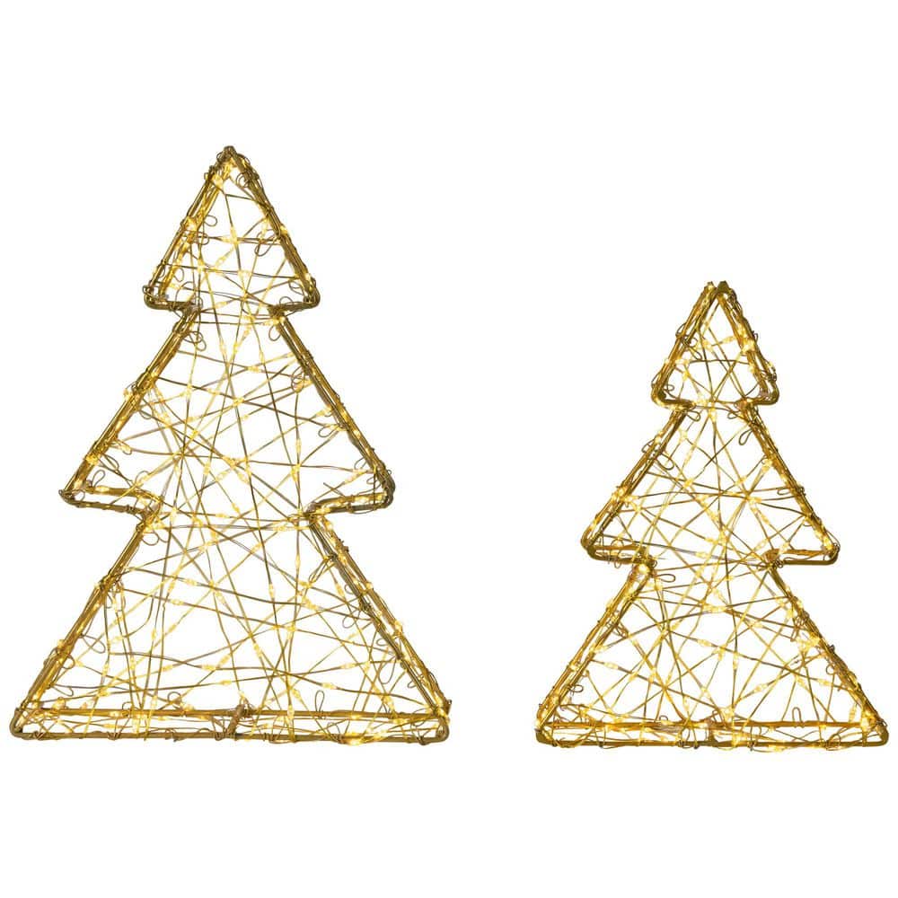 Northlight 14in.-Gold LED Lighted Wire Artificial Christmas Tree ...