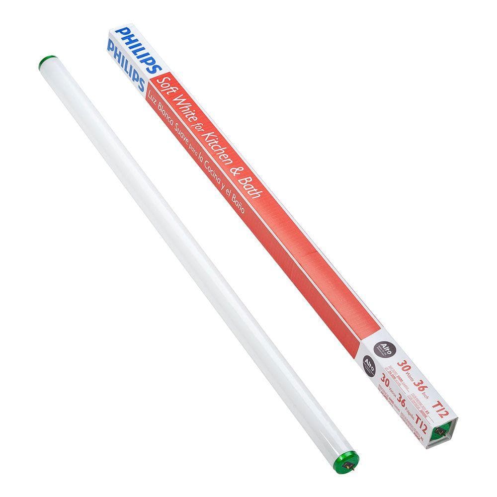 Philips 30-Watt 3 ft. Linear T12 Fluorescent Tube Light Bulb Soft White ...
