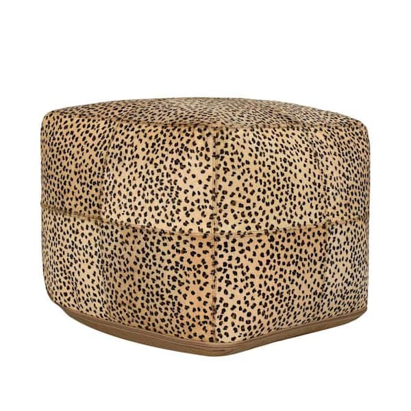 Benjara Camel Brown and Black Cotton Square Accent Ottoman BM333058 ...