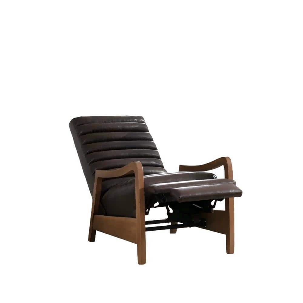 Bestier 26 in. W Brown Luxurious Oil Wax Leather Push-back Recliner ...