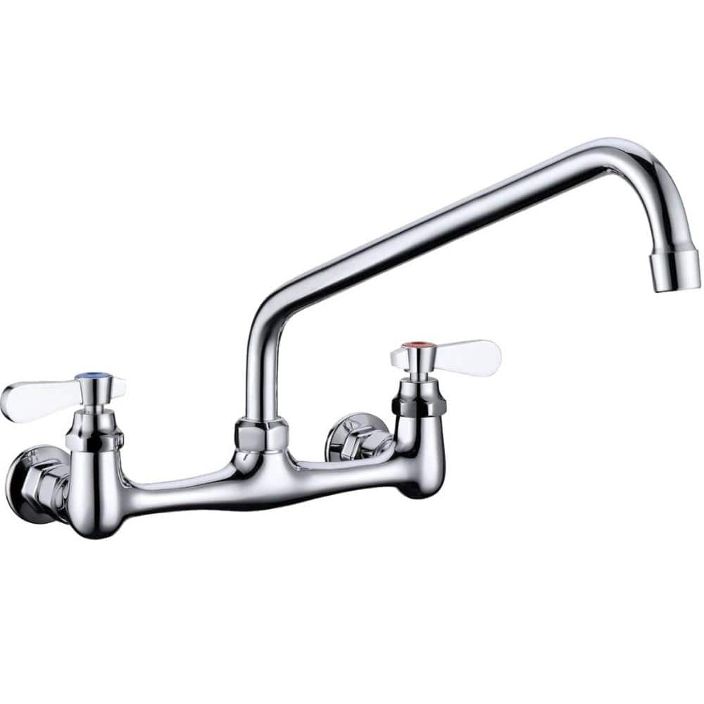 Lukvuzo Wall Mount Double Handle Bridge Kitchen Faucet with 14 in ...