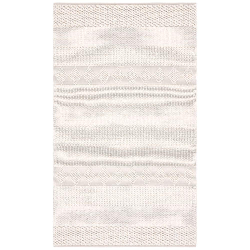 SAFAVIEH Natura 4 ft. x 6 ft. Ivory Diamond Striped Area Rug NAT218A-4 ...