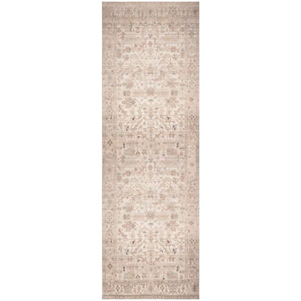 Nourison Vintage Washables Beige 2 ft. x 6 ft. Medallion Traditional ...