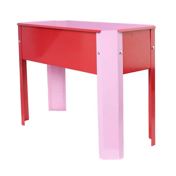 Staykiwi Red and Pink Steel Elevated Garden Bed Outdoor Flowerpot Box ...