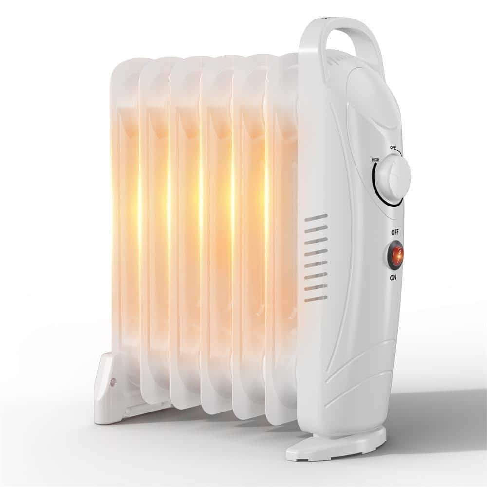 700-Watt White Utility Electric Fanless Oil Radiator Force Air Infrared ...