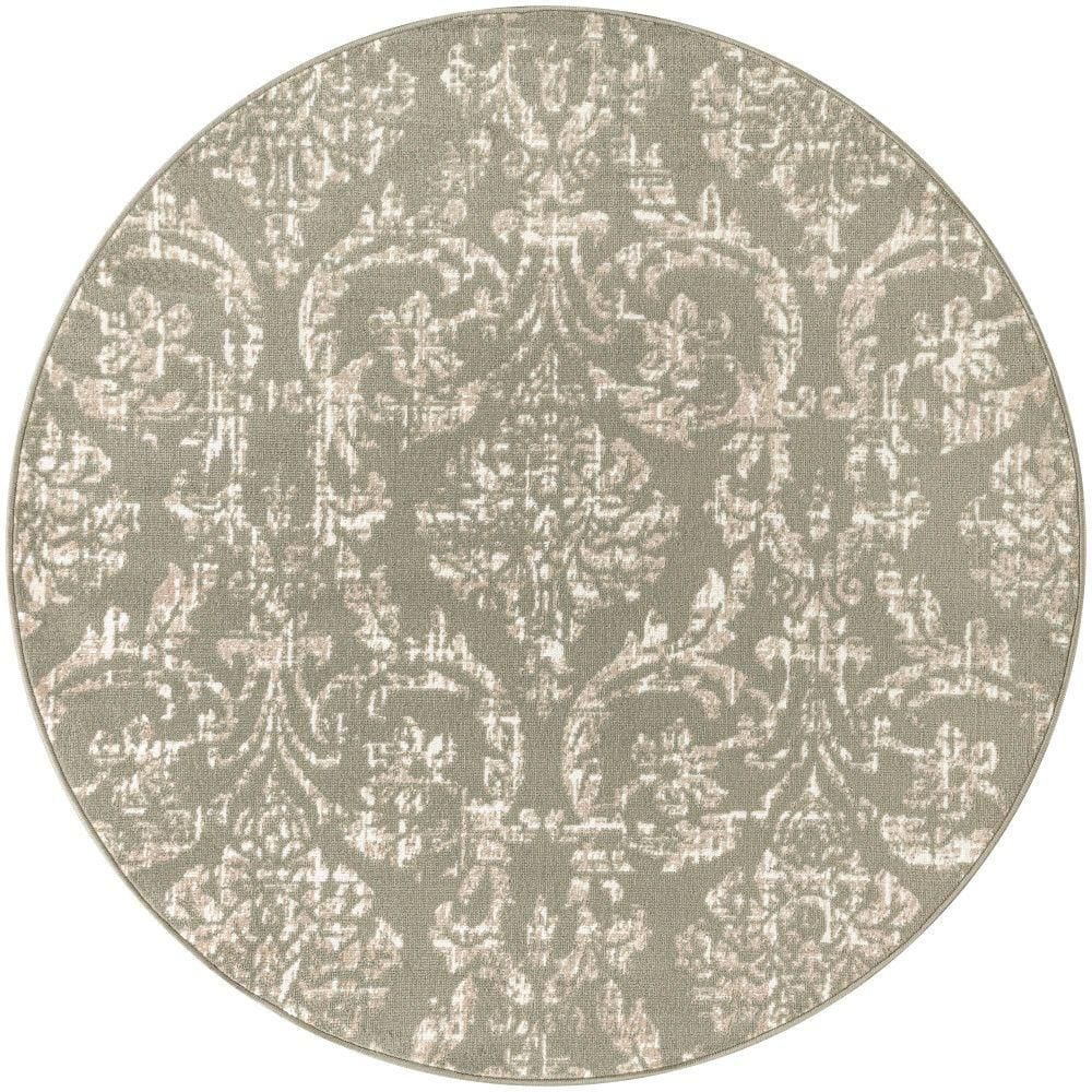 Nourison Jubilant Olive 8 ft. x 8 ft. Damask Transitional Round Area ...