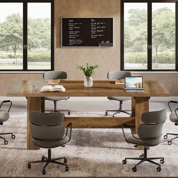 BYBLIGHT Moronia 70 in. Rectangle Brown Wood Conference Room Business ...