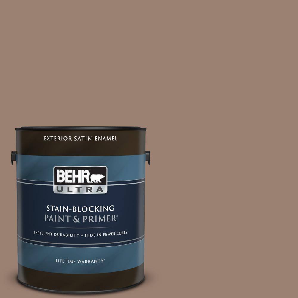 BEHR ULTRA 1 gal. #N190-5 Frontier Brown Satin Enamel Exterior Paint ...