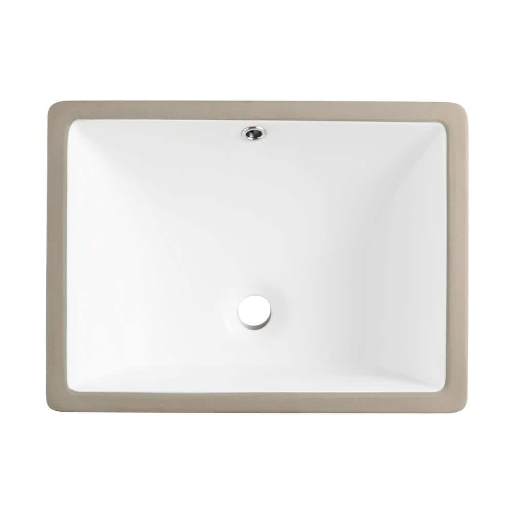 TCYO 18 in. Undermount Rectangular Bathroom Sink in White Ceramic ...