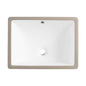 TCYO 16 in. Undermount Rectangular Bathroom Sink in White Ceramic ...