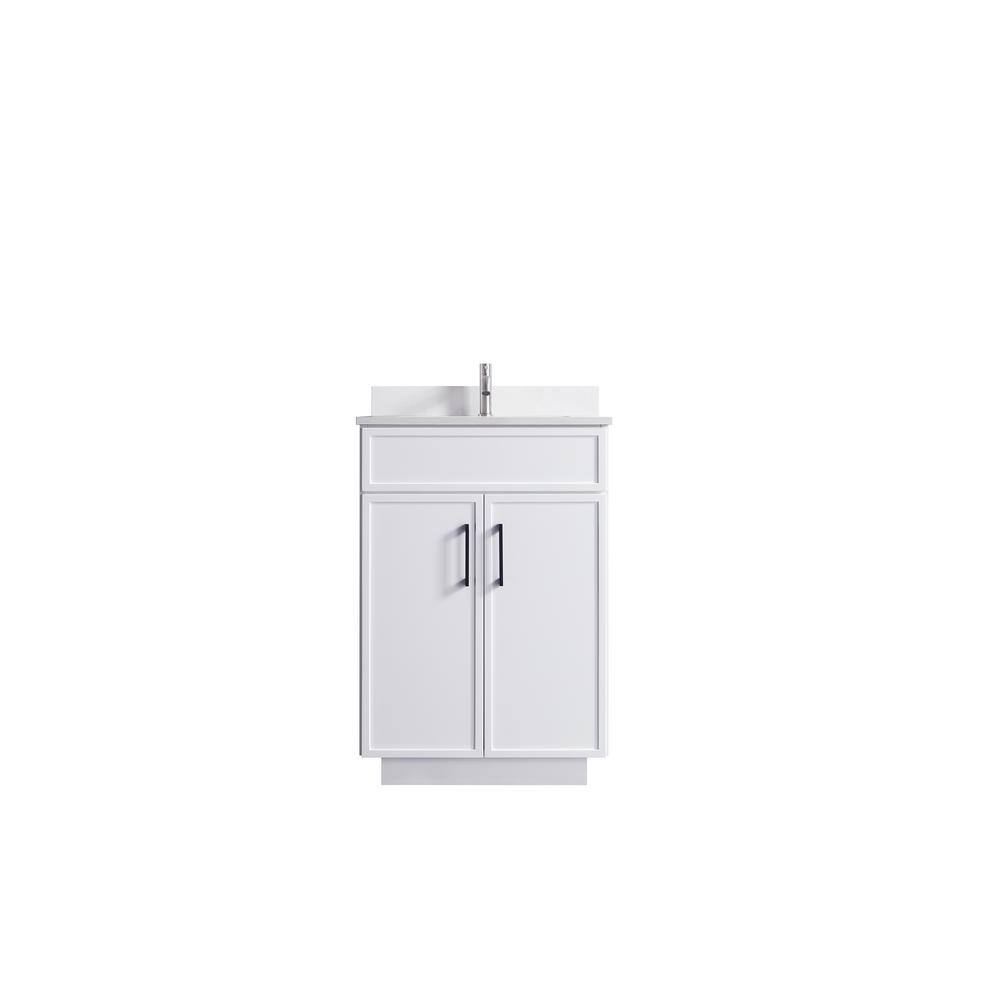 TOOLKISS 24 in. x 22 in. D x 35 in. H Single Sink Bath Vanity in White ...