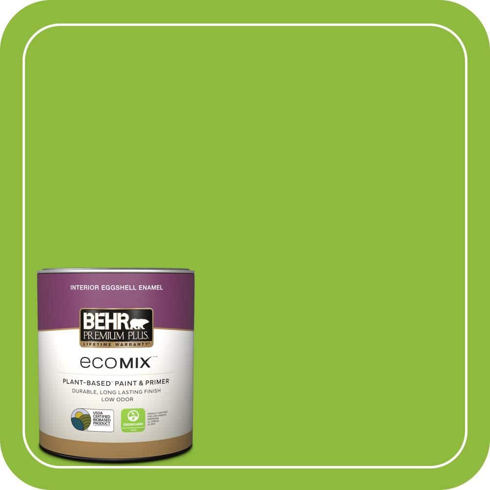 BEHR PREMIUM PLUS 1 qt. #S-G-420 Limeade Eggshell Enamel EcoMix Plant ...