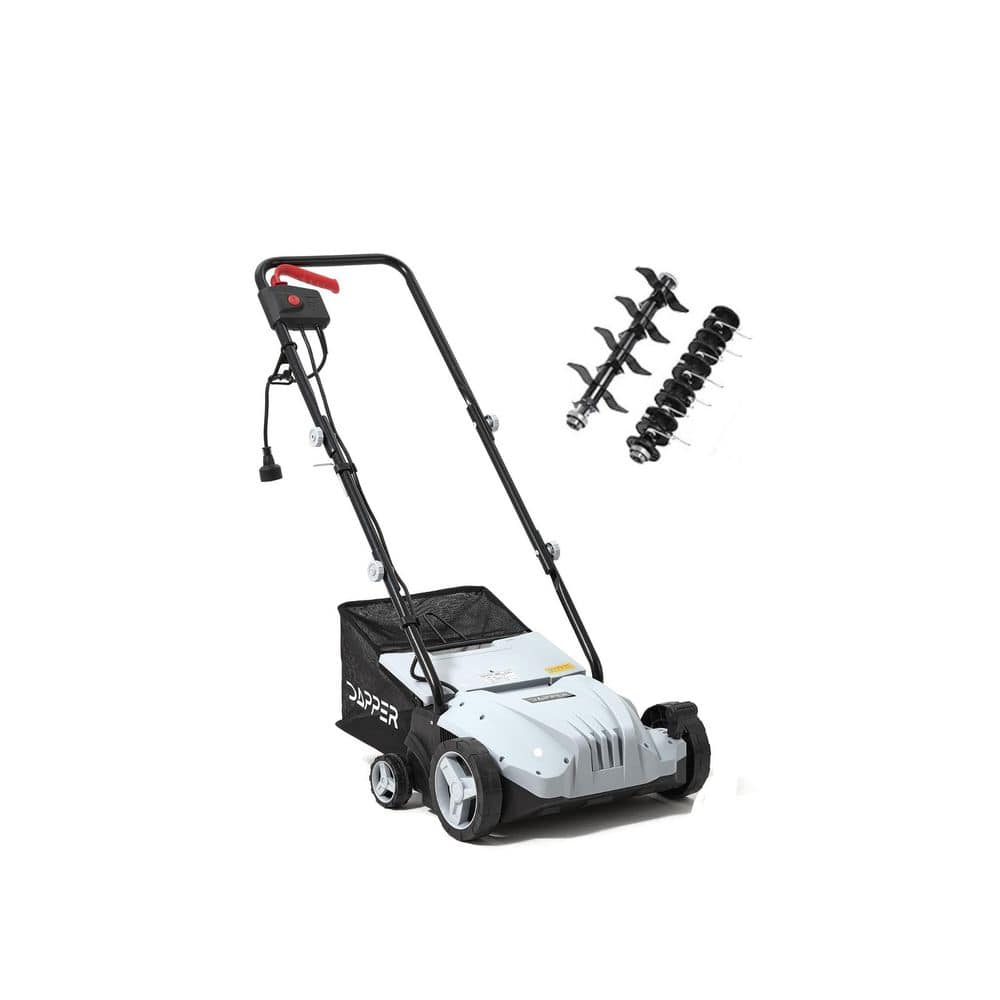 DAPPER SUPPLY 13 in. 12 Amp 2-in-1 Electric Dethatcher and Scarifier with Collection Bag HD ...