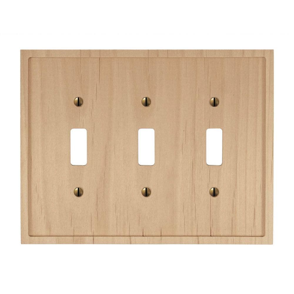 AMERELLE Slim Shaker 3 Gang Natural 3 Toggle Wood Wall Plate 280TTT-UF ...