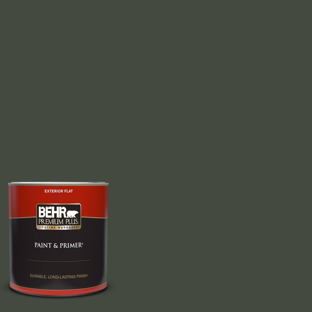 BEHR PREMIUM PLUS 1 qt. #BXC-12 Deep Forest Flat Exterior Paint ...