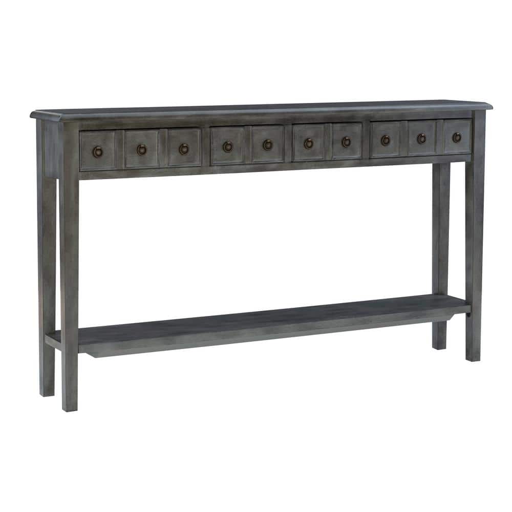 Powell Company Strand 60 in. Gray Rectangle Wood Console Table with ...