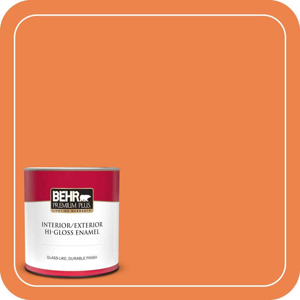 BEHR PREMIUM PLUS 1 qt. #240B-6 Orange Zest Hi-Gloss Enamel Interior ...