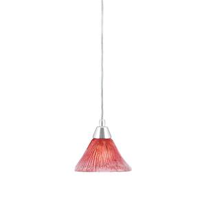 Bryson 100-Watt 1-Light Chrome Shaded Pendant Light Mini Pendant with 7 ...