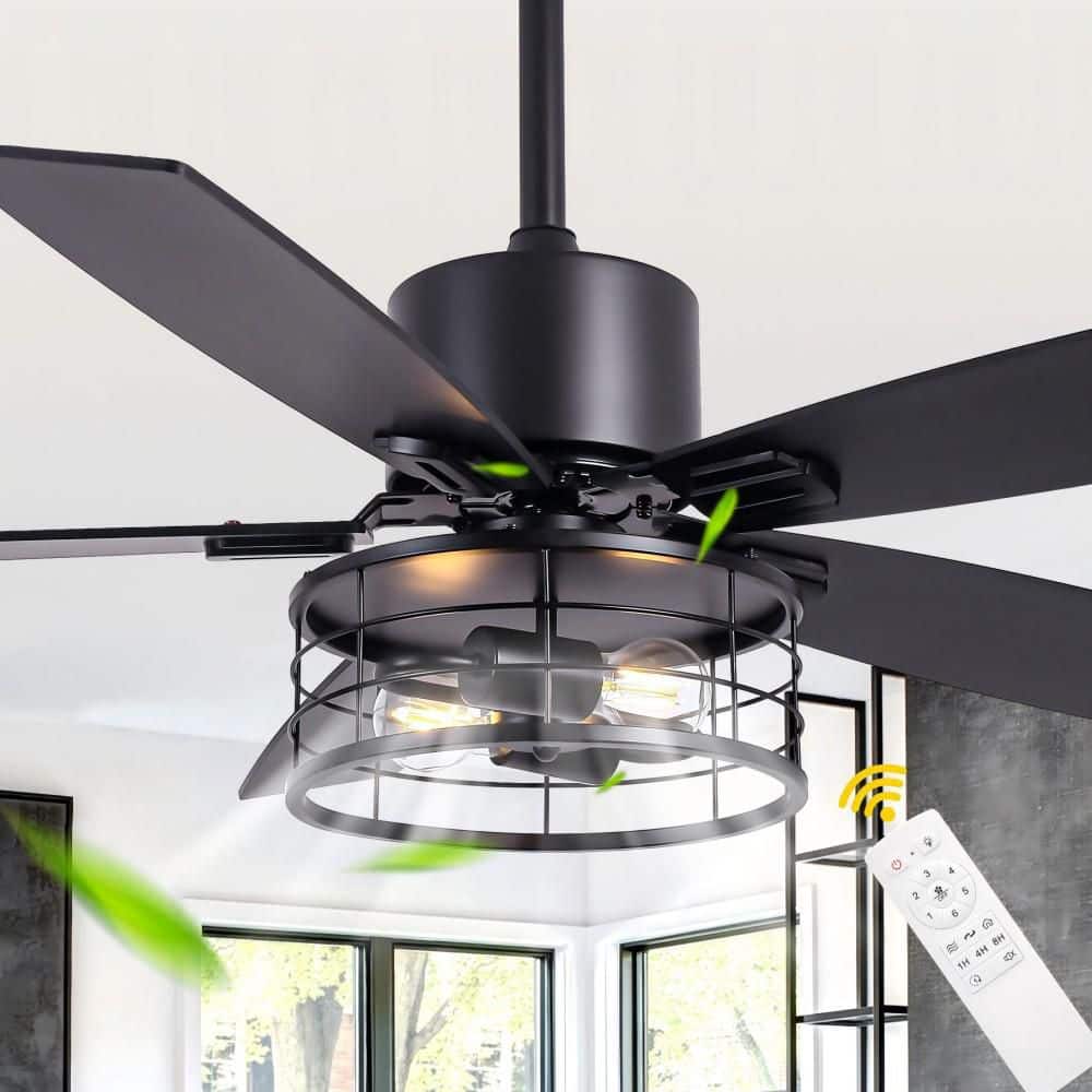 Oaks Aura Cervera 46 in. Indoor Matte Black Modern Industrial Ceiling ...