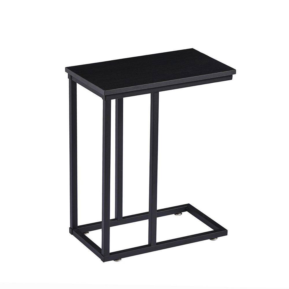VECELO 11 in. W x 24 in. H Black Rectangle Wooden C Shaped End Side ...
