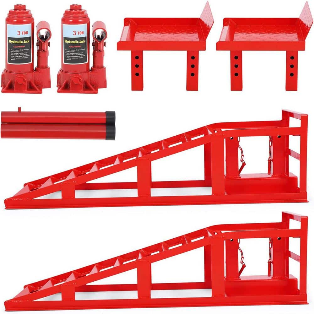 (2 Pack) Car Ramps, 5T 12,000 Lbs Hydraulic High Lift Service ...