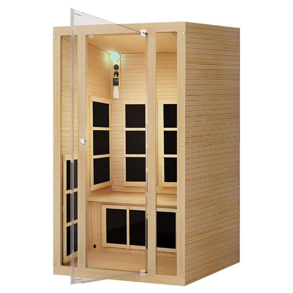 JNH Lifestyles 2-Person Indoor Home Infrared Sauna with Red Light ...